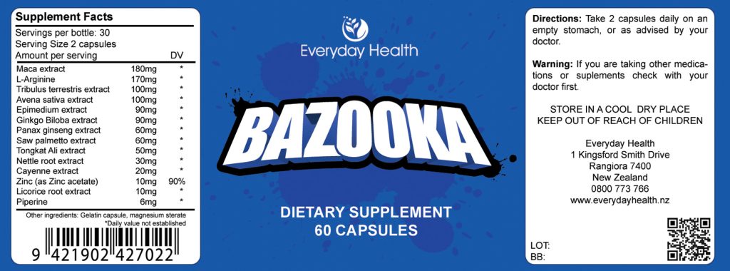 Bazooka - 60 Capsules - Male Function - NZ made